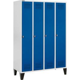 Sch&auml;fer Shop Sch&auml;fer Shop Genius Kleiderspind mit F&uuml;&szlig;en, 4 Abteile, Drehverschluss, lichtgrau/enzianblau