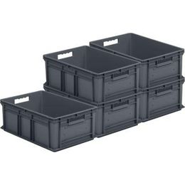 Sch&auml;fer Shop Eurobox SSI Sch&auml;fer EF 6220, geschlossen, Recycling-Polypropylen, B 600 x T 400 x H 220 mm, 43,5 l, 5 St&uuml;ck