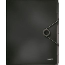 Leitz&reg; Dokumentenmappe Solid, DIN A4, 3 Schutzkappen, 6 F&auml;cher, PP, schwarz