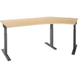 Sch&auml;fer Shop Sch&auml;fer Shop Select Winkelschreibtisch ERGO-T 2.0, 135&deg; Winkel, Ansatz rechts, T-Fu&szlig;, B 2165 x T 800 x H 675-895 mm, Ahorn/anthrazit