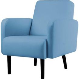 Sessel meet by Paperflow LISBOA, desinfektionsmittelbest&auml;ndiger Kunstlederbezug blau, Fu&szlig;gestell schwarz, B 710 x T 815 x H 830 mm