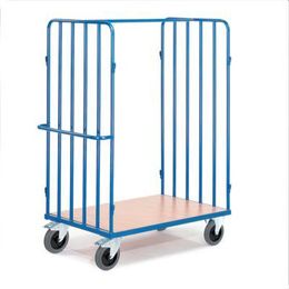 ROLLCART Paketwagen, mit L&auml;ngsw&auml;nden, offen, Ladefl&auml;che 1200 x 800 mm