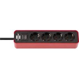 Fa.Brennenstuhl Steckdosenleiste brennenstuhl Ecolor, 4-fach im Winkel von 45&deg;, mit Schalter, IP20, Kabell&auml;nge 1,5 m, L 235 x B 58 x T 80 mm, Kunststoff, rot-schwarz