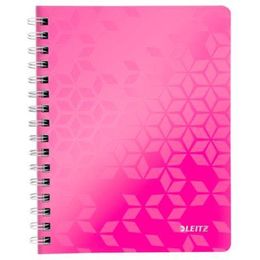 Collegeblock Leitz WOW, DIN A5, 80 linierte Blatt, Klarsicht-Tasche, FSC&reg;-zertifiziert, pink
