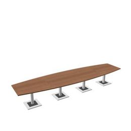 Konferenztisch, bis 14 Personen, Boot, Standfu&szlig;, B 4500 x T 1200 x H 720-820 mm, Kirsche Romana/silber