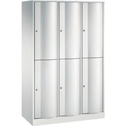 C+P Garderobenspind Resisto, 3 Abteile, 6 F&auml;cher, B 1148 x T 540 x H 1950 mm, Lichtgrau/Lichtgrau