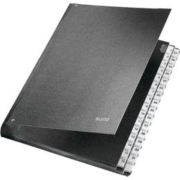 Leitz&reg; Pultordner, f&uuml;r DIN A4, numerisch, 31 F&auml;cher, Graupappe, schwarz