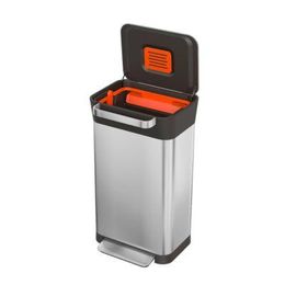 Tretm&uuml;lleimer Intelligent Waste Titan, rechteckig, 30 l, mit Deckel, M&uuml;llpresse & Geruchsfilter, Edelstahl