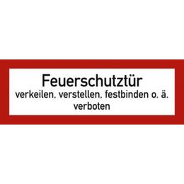 moedel Hinweisschild &bdquo;Feuerschutzt&uuml;r verkeilen, verstellen, festbinden o. &auml;. verboten&ldquo;, DIN 4066, selbstklebend, L 105 x B 297 mm, Folie, rot-schwarz-wei&szlig;