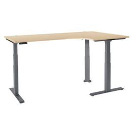 Sch&auml;fer Shop Sch&auml;fer Shop Genius Winkelschreibtisch Modena Flex, elektrisch h&ouml;henverstellbar, 90&deg; Winkel, T-Fu&szlig;, B 2000 mm, Ahorn/anthrazit