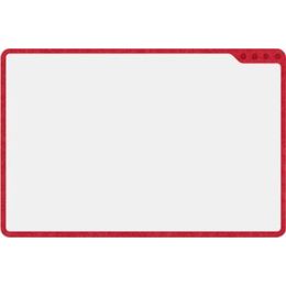 PLAYROOM Whiteboard PLAYBOARD, e3-emaillierter Stahl, wei&szlig;, Recycling-PET-Rahmen rot, B 750 x H 500 mm