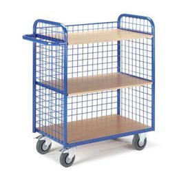 ROLLCART Etagenwagen, m. Gitterw&auml;nden, 3-seitig, 40 kg