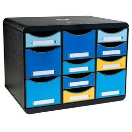 Schubladenbox Exacompta BEE BLUE Store Box Multi, 7 kleine & 4 hohe Sch&uuml;be mit Auszugstopp & Griffmulde, Kunststoff, schwarz