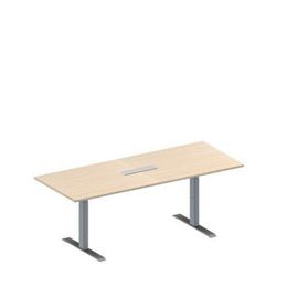 Sch&auml;fer Shop Sch&auml;fer Shop Genius Konferenztisch MODENA FLEX, 6-fach Anschluss, Rechteck, T-Fu&szlig; Rechteckrohr, B 2000 x T 800 x H 650-850 mm, Ahorn/wei&szlig;alu