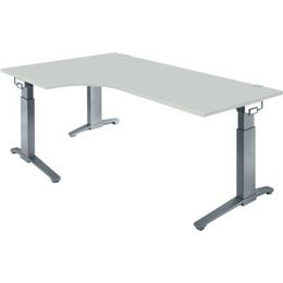 Sch&auml;fer Shop Sch&auml;fer Shop Genius Schreibtisch ERGOSTYLE S, 90&deg;, C-Fu&szlig; Gestell, Ansatz links, manuell h&ouml;henverstellbar, melaminharzbeschichtet, B 2000 x T 800 x H 675-895 mm, lichtgrau/anthrazit