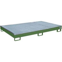 Bauer Regalwanne RW-GR 2200-1 PE, mit PE-Einsatz, mit Gitterrost, L 2165 x B 1315 x H 230 mm , resedagr&uuml;n RAL 6011