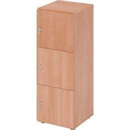 Schlie&szlig;fachschrank Topas Line, 3 Ordnerh&ouml;hen, 3 F&auml;cher, Zylinderschloss, B 400 x T 420 x H 1100 mm, Nussbaum/Nussbaum