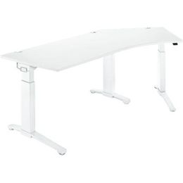 Sch&auml;fer Shop Sch&auml;fer Shop Genius Schreibtisch ERGOSTYLE S, 135&deg;, C-Fu&szlig; Gestell, Ansatz rechts, manuell h&ouml;henverstellbar, melaminharzbeschichtet, B 2165 x T 800 x H 675-895 mm, wei&szlig;/wei&szlig;