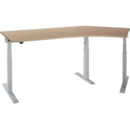 Sch&auml;fer Shop Sch&auml;fer Shop Select Winkelschreibtisch ERGO-T 2.0, elektrisch h&ouml;henverstellbar, 135&deg; Winkel rechts, T-Fu&szlig;, B 2185 mm, Eiche/wei&szlig;alu
