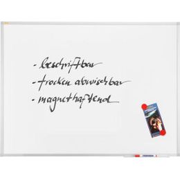 Whiteboard Franken X-tra!Line, emaillierte Oberfl&auml;che, magnethaftend, beschriftbar, inkl. Ablageschale, B 900 x H 600 mm, Stahl/Aluminium, wei&szlig;-silber
