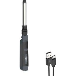 LED-Werkstattleuchte Ansmann IL500R, 500 lm (Hauptleuchte), 130 lm (Knopfleuchte), bis zu 12 h, IP20, IK07, B 43 &times; T 33 x H 320 mm, schwarz