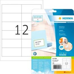 Herma Premium-Adressetiketten Nr. 5056, 97 x 42,3 mm, selbstklebend, permanenthaftend, bedruckbar, Papier, wei&szlig;, 300 St&uuml;ck auf 25 Blatt