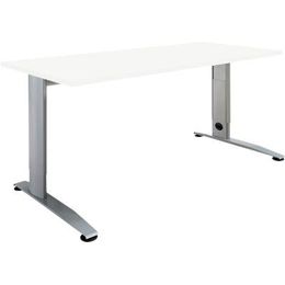 Sch&auml;fer Shop Sch&auml;fer Shop Select Schreibtisch LOGIN, manuell h&ouml;heneinstellbar, C-Fu&szlig;, B 1200 x T 800 x H 660-820 mm, wei&szlig;/wei&szlig;alu