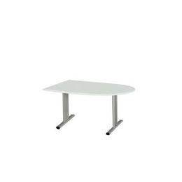 Sch&auml;fer Shop Sch&auml;fer Shop Select Besprechungstisch Planova Basic, Halbkreis, T-Fu&szlig;, B 1400 x T 1000 x H 717 mm, lichtgrau/wei&szlig;aluminium RAL 9006