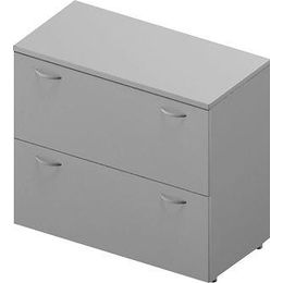 H&auml;ngeregistraturschrank ARLON OFFICE, 2 Ordnerh&ouml;hen, B 900 x T 450 x H 816 mm, lichtgrau/alu