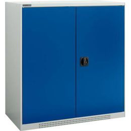 Sch&auml;fer Shop Sch&auml;fer Shop Genius Fl&uuml;gelt&uuml;renschrank FS, Stahl, mit Bel&uuml;ftungsl&ouml;chern, B 1055 x T 520 x H 1105 mm, 3 OH, Lichtgrau/Enzianblau, bis 300 kg