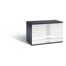 Planschrank aus Stahl, f&uuml;r Formate bis DIN A1, 8 Schubladen
