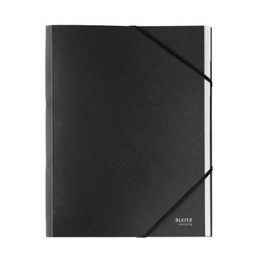 Leitz&reg; Sammelmappe Recycle, A4, 6 F&auml;cher mit Blanko-Taben, Inhaltsverzeichnis, Gummibandverschluss, 100 % recycelbar, Karton, schwarz