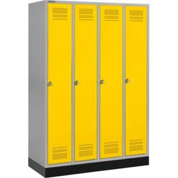 Sch&auml;fer Shop Sch&auml;fer Shop Genius Kleiderspind mit Sockel, 4 Abteile, Drehriegelverschluss, wei&szlig;aluminium/gelb