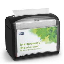 Tork&reg; Serviettenspender Xpressnap Fit&reg; 272611, Einzelblattausgabe, F&uuml;llstandanzeige, Werbefl&auml;che, L 150 x B 201 x H 155 mm, Kunststoff, schwarz