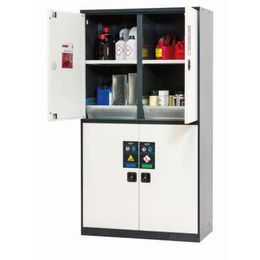 Chemikalienschrank ASECOS CS-CLASSIC-MultiRisk, Fl&uuml;gelt&uuml;ren, Front Reinwei&szlig;, B 1055 x T 520 x H 1950 mm