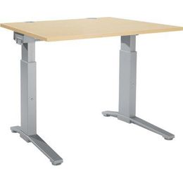 Sch&auml;fer Shop Sch&auml;fer Shop Genius Schreibtisch ERGOSTYLE S, manuell h&ouml;henverstellbar, Rechteck, C-Fu&szlig;, B 1200 x T 800 x H 675-895 mm, ahorn/wei&szlig;aluminium