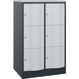 C+P Schlie&szlig;fachschrank Resisto, 2 Abteile, 6 F&auml;cher, B 772 x T 640 x H 1255 mm, Anthrazitgrau/Lichtgrau