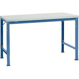Manuflex Grundtisch UNIVERSAL Spezial, 1500 x 1000 mm, Melamin lichtgrau, brillantblau