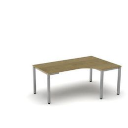 Freiformtisch NEVADA, B 1800 x T 1200/800 x H 740 mm,quadratisch, Eiche-Dekor/alusilber