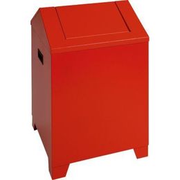 Entsorgungsbeh&auml;lter, Stahlblech, rot, 73 l, B 400 x T 400 x H 680 mm, Deckel mit Pendeldeckel