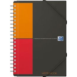 Meetingbook Oxford International, DIN B5, wei&szlig;-kariert, 80 Blatt, spiralgebunden, Optik Paper, orange/rot/grau