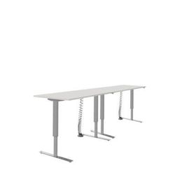 Sch&auml;fer Shop Sch&auml;fer Shop Select Schreibtisch, elektrisch h&ouml;henverstellbar, Rechteck, T-Fu&szlig;, B 1600 x T 800 x H 705-1205 mm, lichtgrau/wei&szlig;aluminium