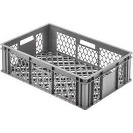 Euro Box B&auml;cker- und Cateringkasten (Gl&auml;serkasten), Inhalt 35,7 l, durchbrochene Version, Durchfassgriffe, lebensmittelecht, stapelbar, HDPE, grau