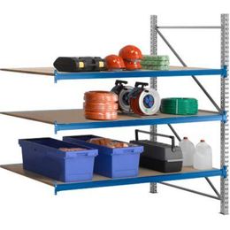 Sch&auml;fer Shop Regalsystem WR 600, Anbaufeld, Traverse blau, mit 3 Ebenen, 2500 x 1800 x 1050 mm