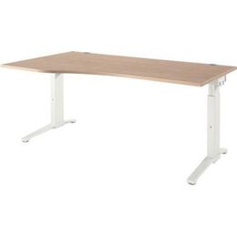 Sch&auml;fer Shop Sch&auml;fer Shop Genius Schreibtisch ERGOSTYLE S, manuell h&ouml;henverstellbar, Rechteck, C-Fu&szlig;, Ansatz rechts, B 1800 x T 800/1000 x H 675-895 mm, eiche/wei&szlig;