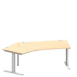 Sch&auml;fer Shop Sch&auml;fer Shop Genius Winkelschreibtisch MODENA FLEX, 135&deg; Winkel links, T-Fu&szlig; Rechteckrohr, B 2165 x T 800/800 x H 650-850 mm, Ahorn/wei&szlig;alu
