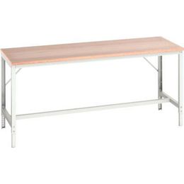 Werkbank Bott verso, Multiplex-Platte, mit Querstrebenset, B 2000 x T 800 x H 780 - 930 mm, RAL 7035 Lichtgrau