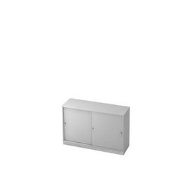 Schiebet&uuml;renschrank, 2 OH, B 1200 x T 400 mm, lichtgrau