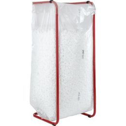 Wertstoffsammler, station&auml;r, Volumen 400 l, mit Sackhaltern, L 670 x B 540 x H 1325 mm, Stahlrohr pulverbeschichtet, karminrot RAL 3002