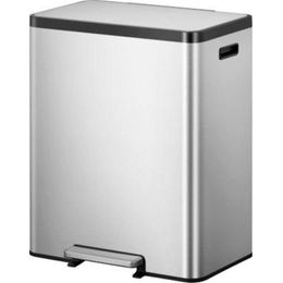 EKO Treteimer EcoCasa, Edelstahl geb&uuml;rstet, fingerabdrucksicher, 2 x 30 Liter, ged&auml;mpfte Deckel, B 526 x T 373 x H 660 mm, silber